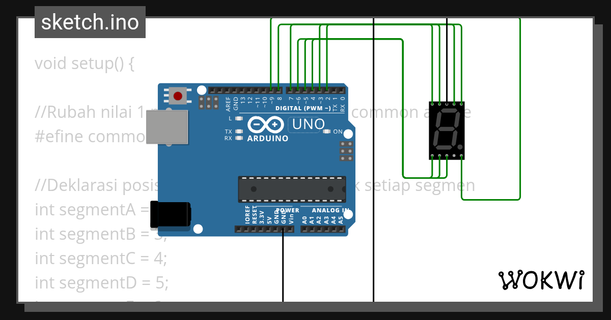 ARDUINO 7 segment - Wokwi ESP32, STM32, Arduino Simulator