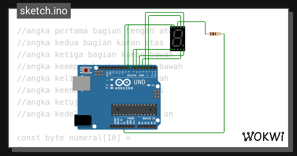 7 Segmen Led Display Wokwi Esp32 Stm32 Arduino Simulator 