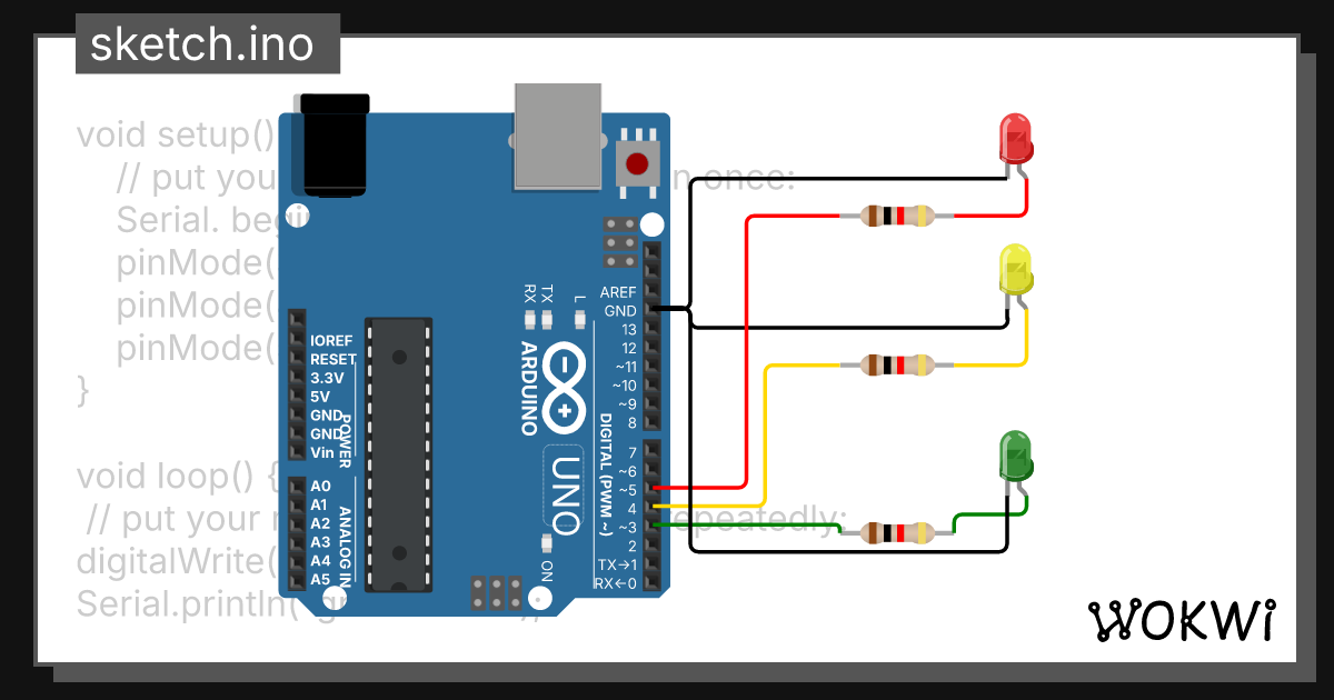 Arduino Uno Traffic Lights Copy - Wokwi ESP32, STM32, Arduino Simulator