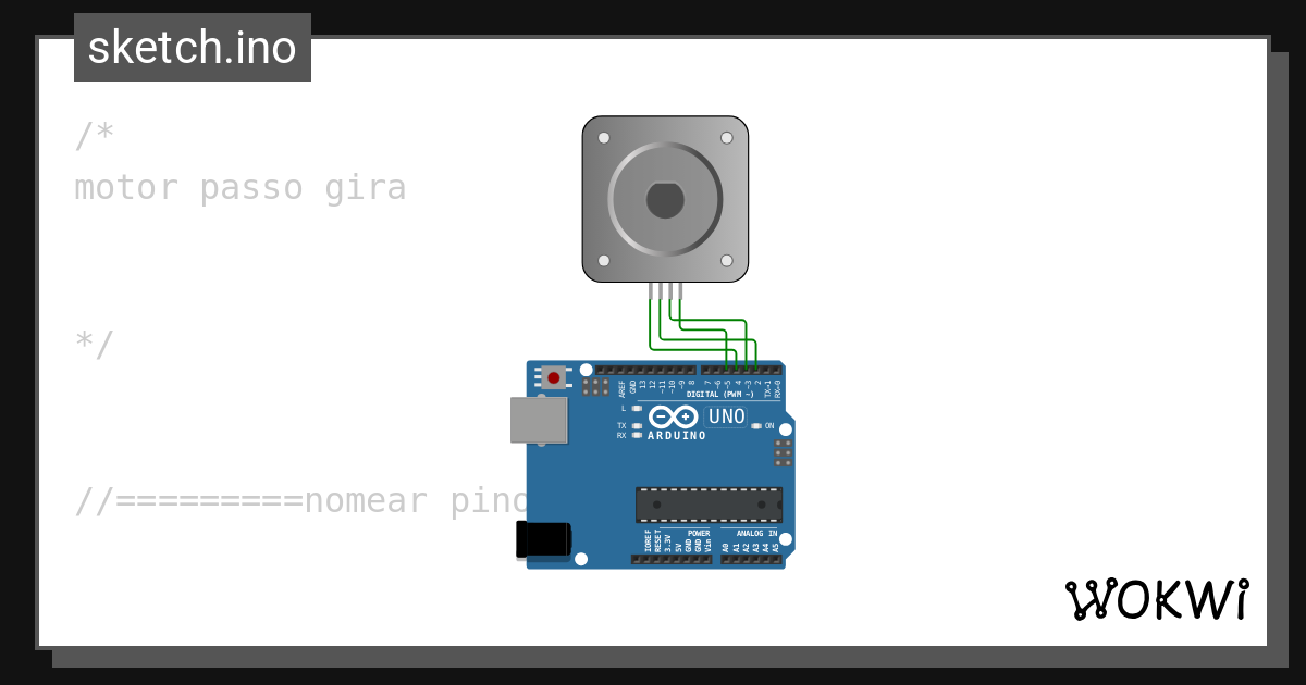 Motor Passo Gira Wokwi Esp32 Stm32 Arduino Simulator