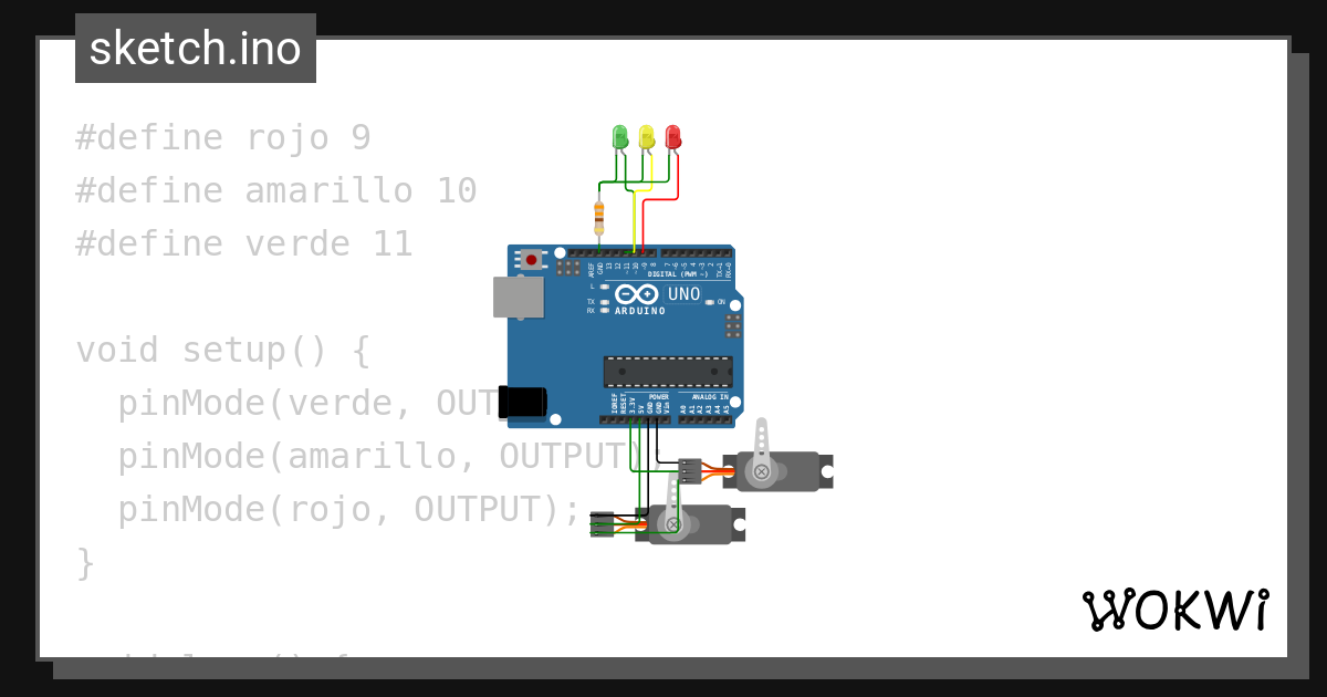 Semaforo Crucero Servo Wokwi Esp32 Stm32 Arduino Simulator 