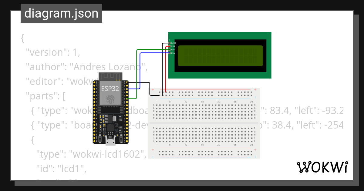 ESP32 - LCD - Wokwi ESP32, STM32, Arduino Simulator