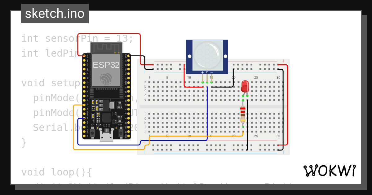 Sensor De Movimento Wokwi Esp32 Stm32 Arduino Simulator 2139