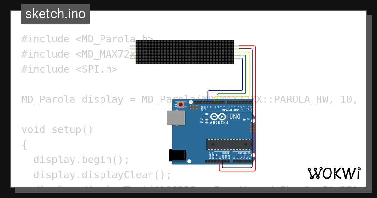 Dot Matrix Name Display 190138 Wokwi Esp32 Stm32 Arduino Simulator 1028