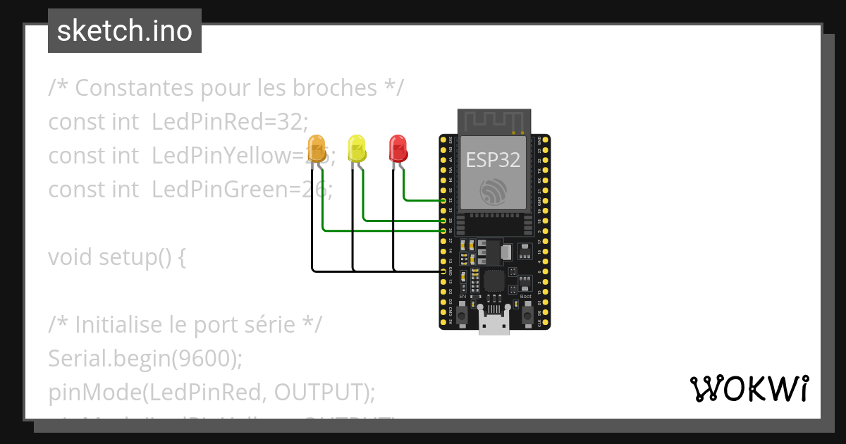 feux de stationnement - Wokwi ESP32, STM32, Arduino Simulator