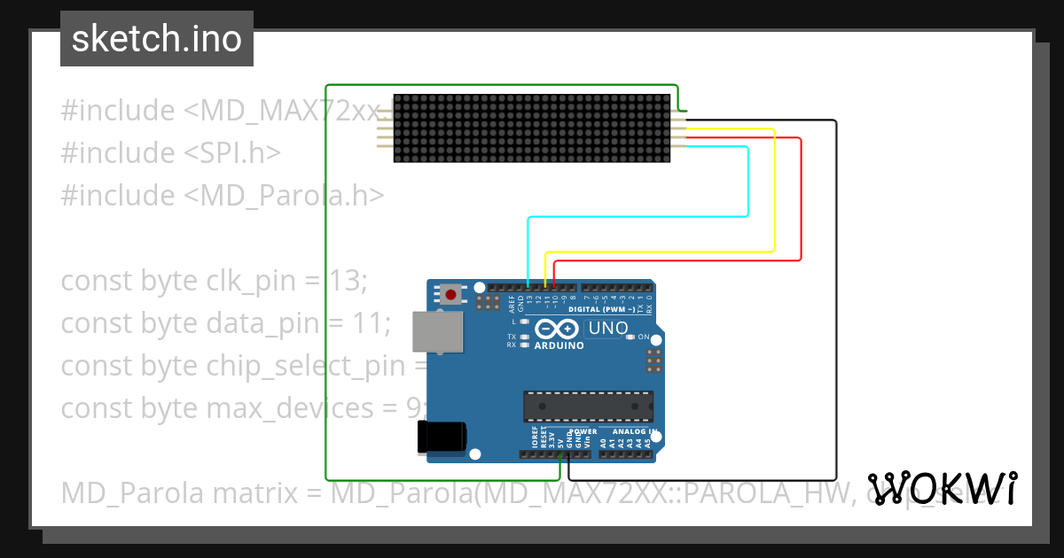 Dot matrix display - Wokwi ESP32, STM32, Arduino Simulator