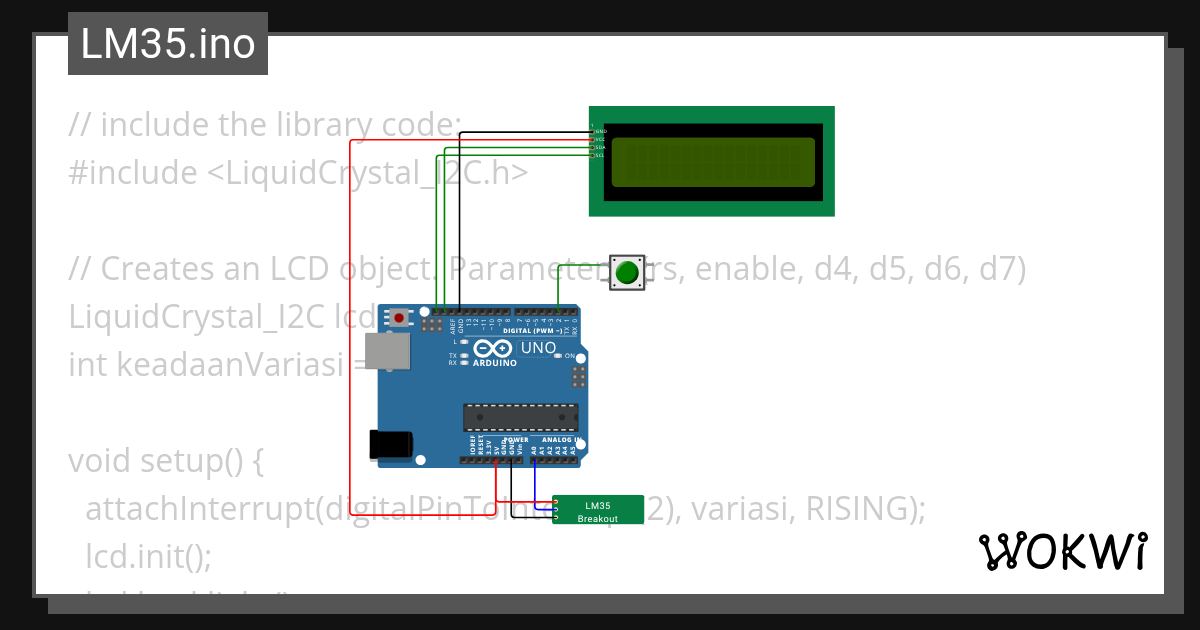 interrupt lm35 lcd - Wokwi ESP32, STM32, Arduino Simulator
