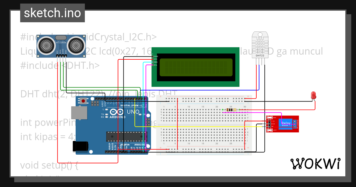KIPAS DENGAN SENSOR SUHU - Wokwi ESP32, STM32, Arduino Simulator