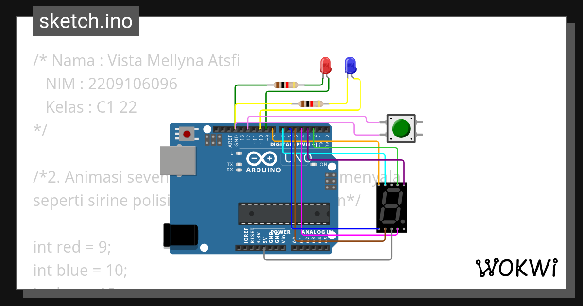 7Segment&Sirine - Wokwi ESP32, STM32, Arduino Simulator