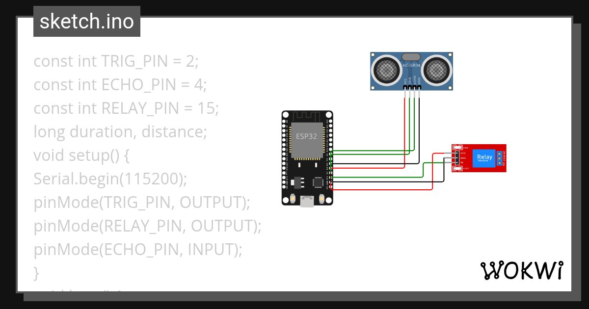 Relay using LED - Wokwi ESP32, STM32, Arduino Simulator