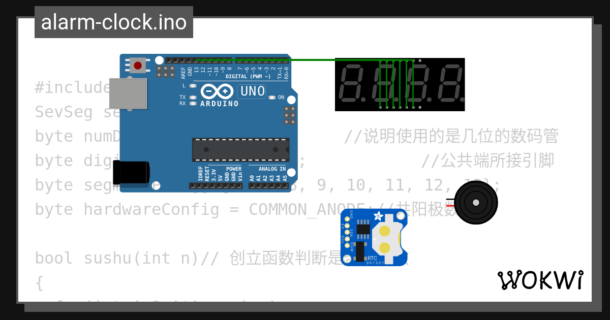 53 数码管的显示改 Wokwi Esp32 Stm32 Arduino Simulator