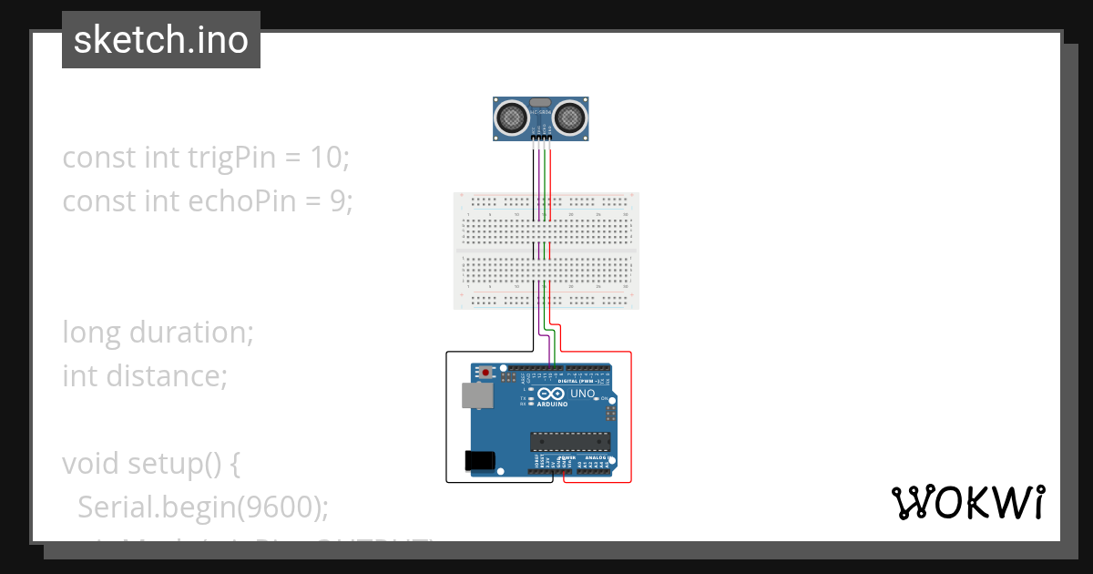 Senso Ultrasonik HC-SR04 - Wokwi ESP32, STM32, Arduino Simulator