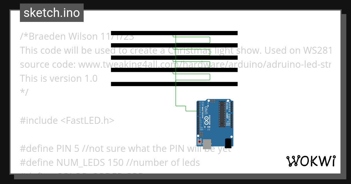 FastLED_30by5 Version 2 - Wokwi ESP32, STM32, Arduino Simulator