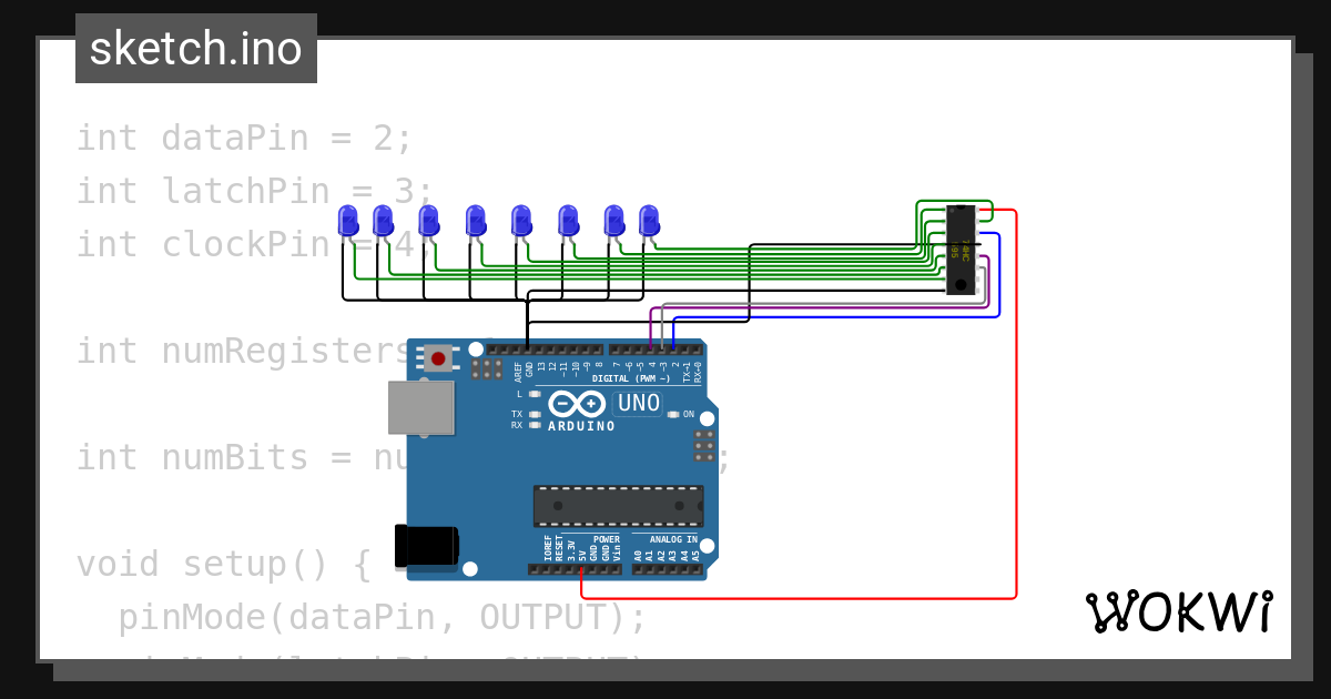 Shift Reg Serial 2 Parallel Wokwi Esp32 Stm32 Arduino Simulator
