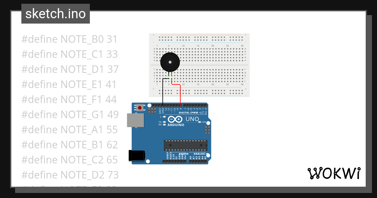Lab Practice 3 Melody (Buzzer) - Wokwi ESP32, STM32, Arduino Simulator