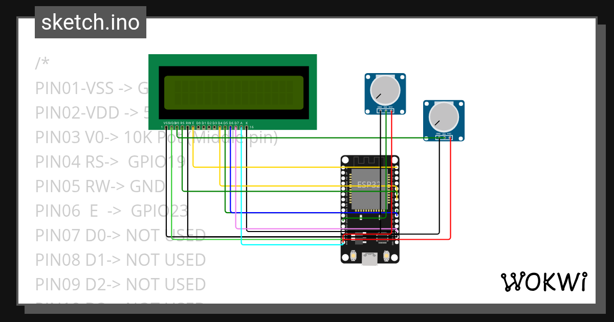 LCD - Nível de água - quadrado preenchido - Wokwi ESP32, STM32, Arduino Simulator