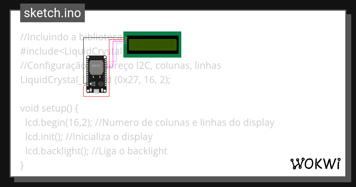 DISPLAY I2C - Wokwi ESP32, STM32, Arduino Simulator