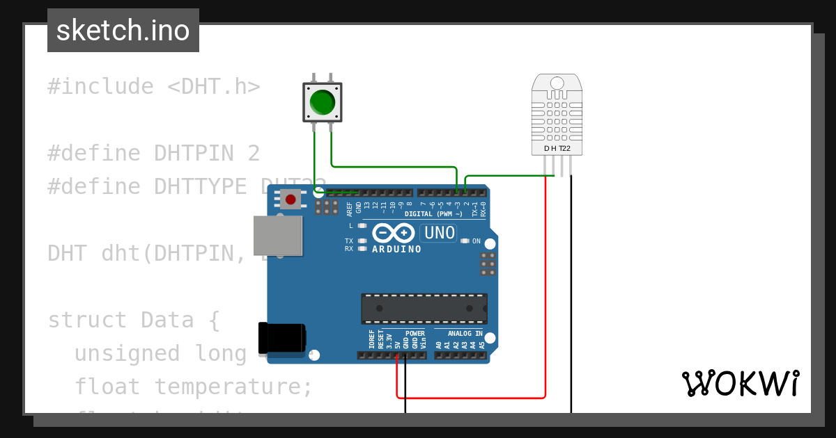 Датчик температури кнопка Wokwi Esp32 Stm32 Arduino Simulator