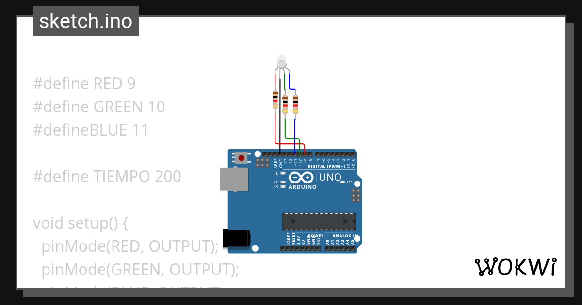 LED-RGB practica 2 - Wokwi ESP32, STM32, Arduino Simulator