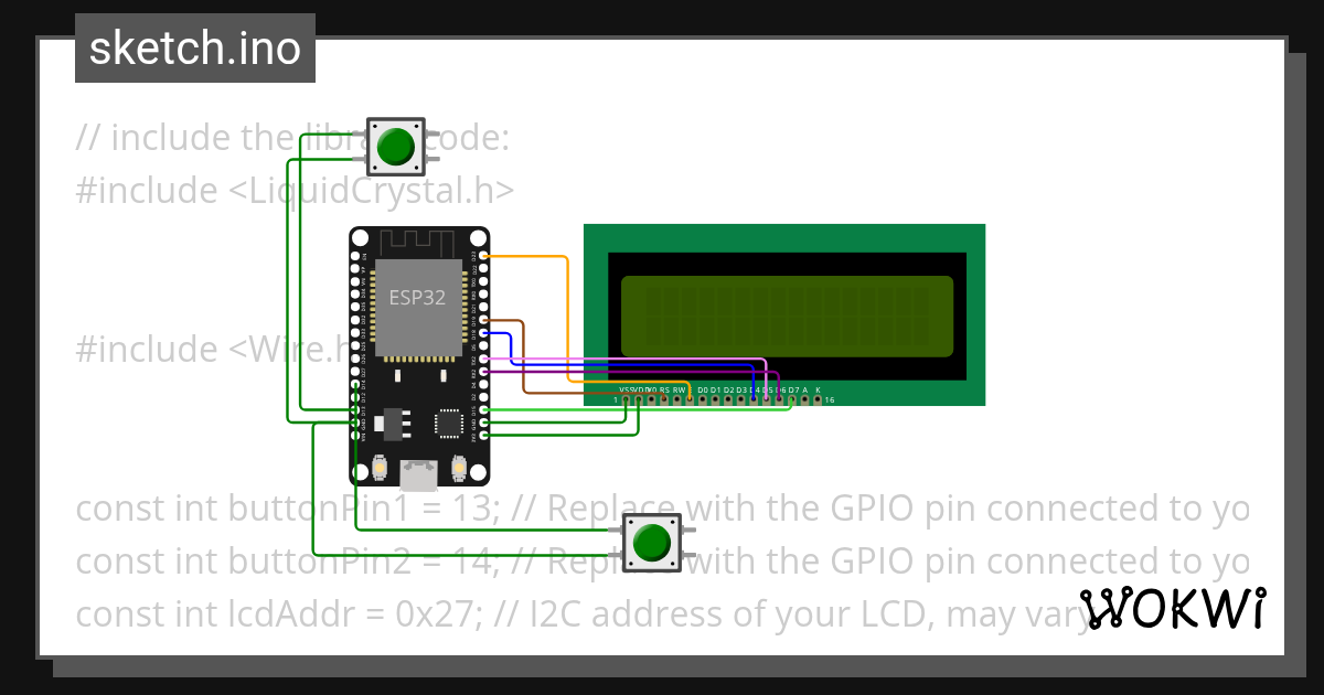 lcd interfacing with ESP32 Copy (7) - Wokwi ESP32, STM32, Arduino Simulator