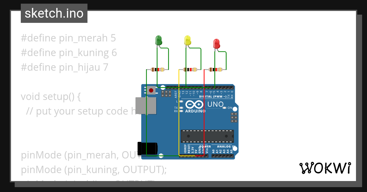 Lampu LED - Wokwi ESP32, STM32, Arduino Simulator