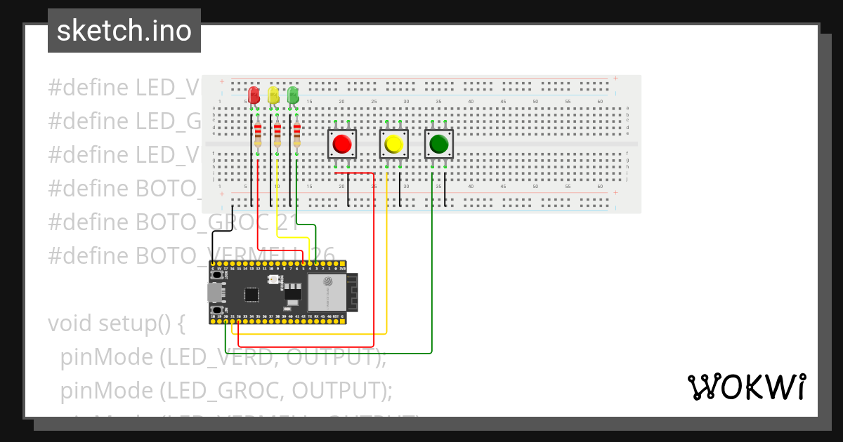 Semafor Botons Wokwi Esp32 Stm32 Arduino Simulator 