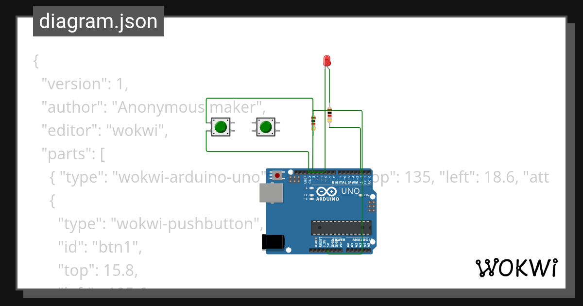 两个开关灯亮(数字输出) Wokwi Esp32 Stm32 Arduino Simulator