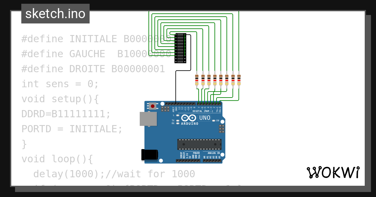Chenillard Test De Rebouclage Wokwi Esp32 Stm32 Arduino Simulator 