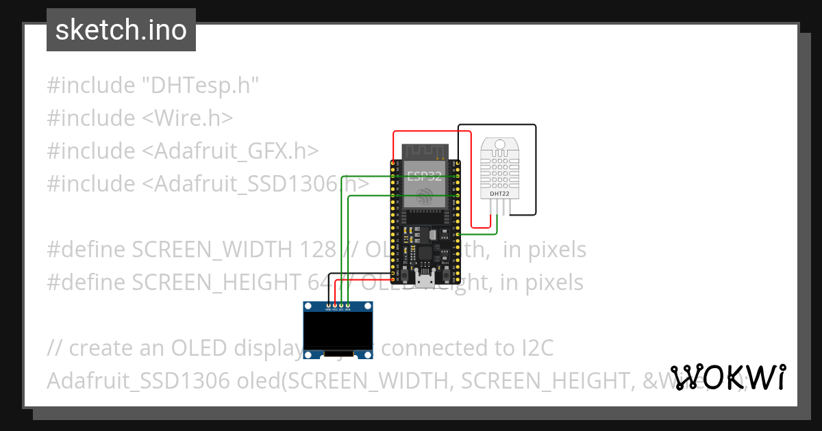 P2.1 ESP32 + DHT22-Sensor + LCD - Wokwi ESP32, STM32, Arduino Simulator