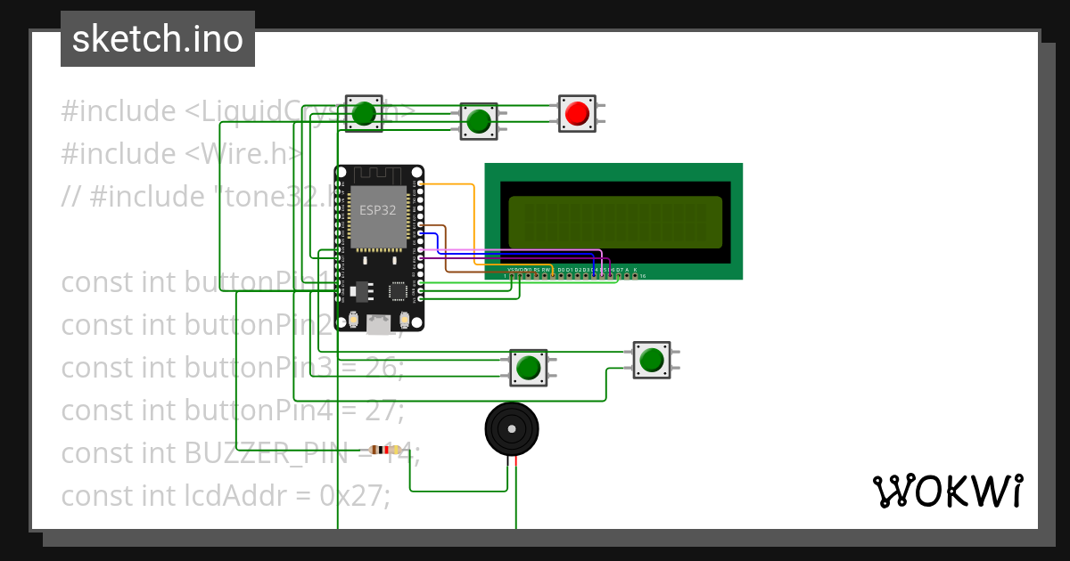 lcd interfacing with ESP32 Copy (7) - Wokwi ESP32, STM32, Arduino Simulator