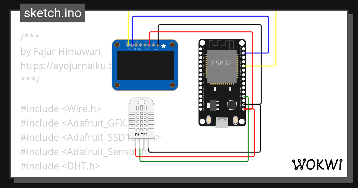 ESP32 OLED + DHT22 Copy - Wokwi ESP32, STM32, Arduino Simulator