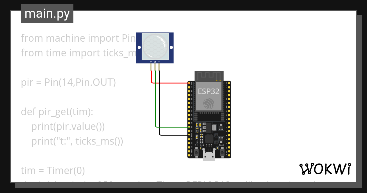 热释电.py - Wokwi ESP32, STM32, Arduino Simulator