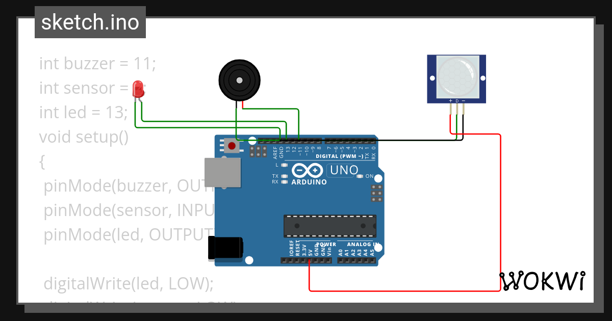 Pir Motion Sensor Wokwi Esp32 Stm32 Arduino Simulator 2963