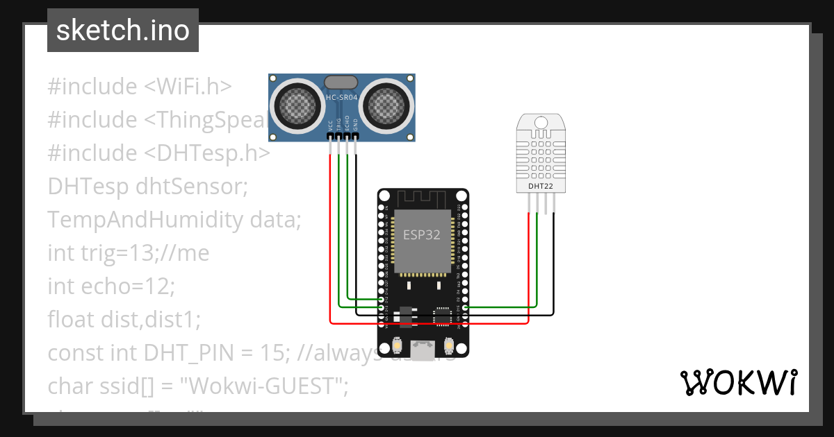 Ultrsound sensor - Wokwi ESP32, STM32, Arduino Simulator