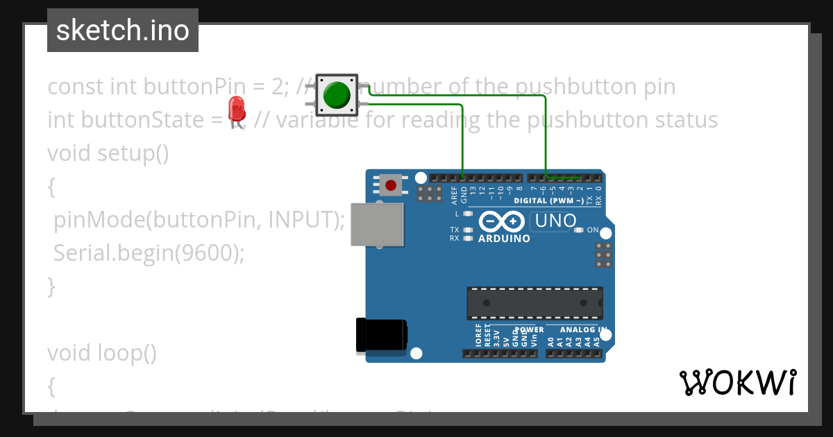 Digital Inout Code (Button) - Wokwi ESP32, STM32, Arduino Simulator Digital Inout Code (Button) - Wokwi ESP32, STM32, Arduino Simulator