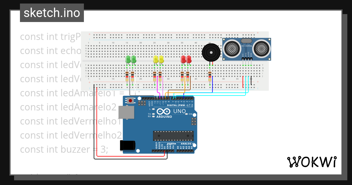 sensor de re com buzzer - Wokwi ESP32, STM32, Arduino Simulator