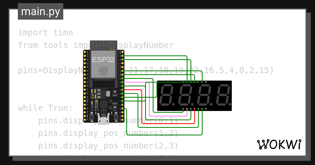 四位七段数码管动态扫描 Wokwi Esp32 Stm32 Arduino Simulator 