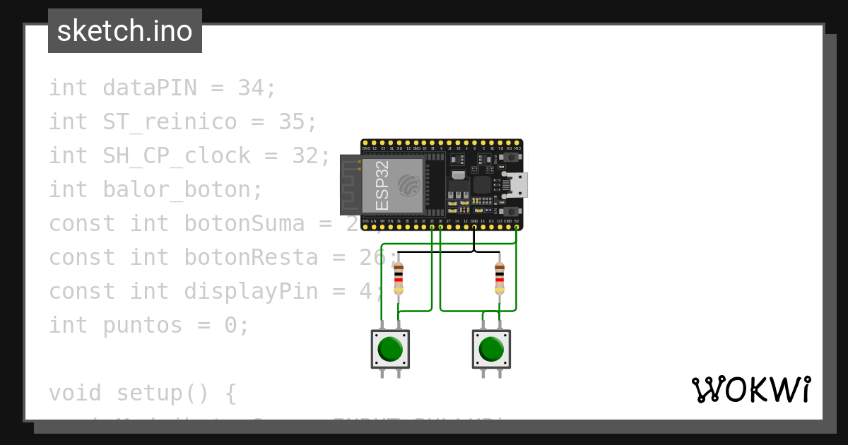 Pulsadores Sumatorio Wokwi Esp32 Stm32 Arduino Simulator