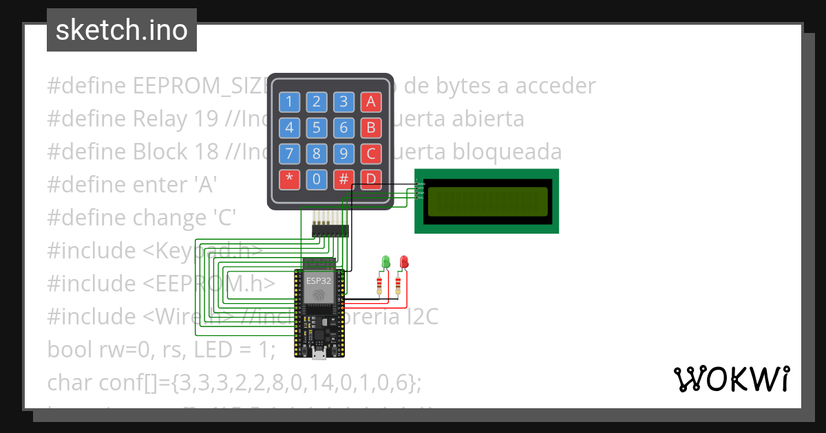 Cerradura ESP32 - Wokwi ESP32, STM32, Arduino Simulator