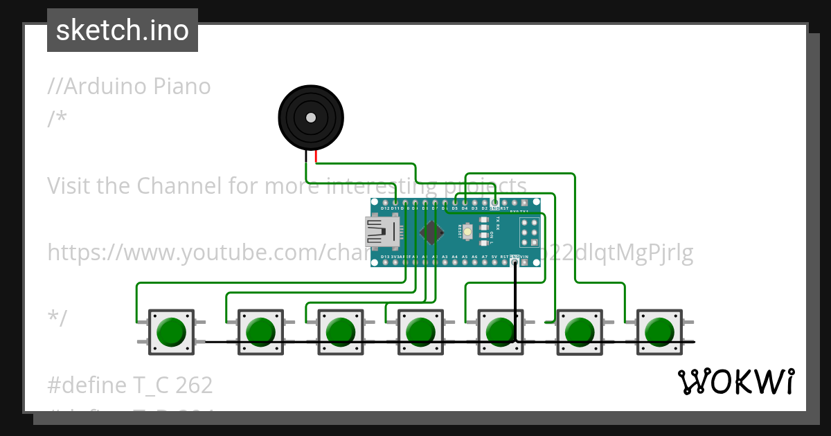 Piano Button With Nano Wokwi Esp32 Stm32 Arduino Simulator 7890