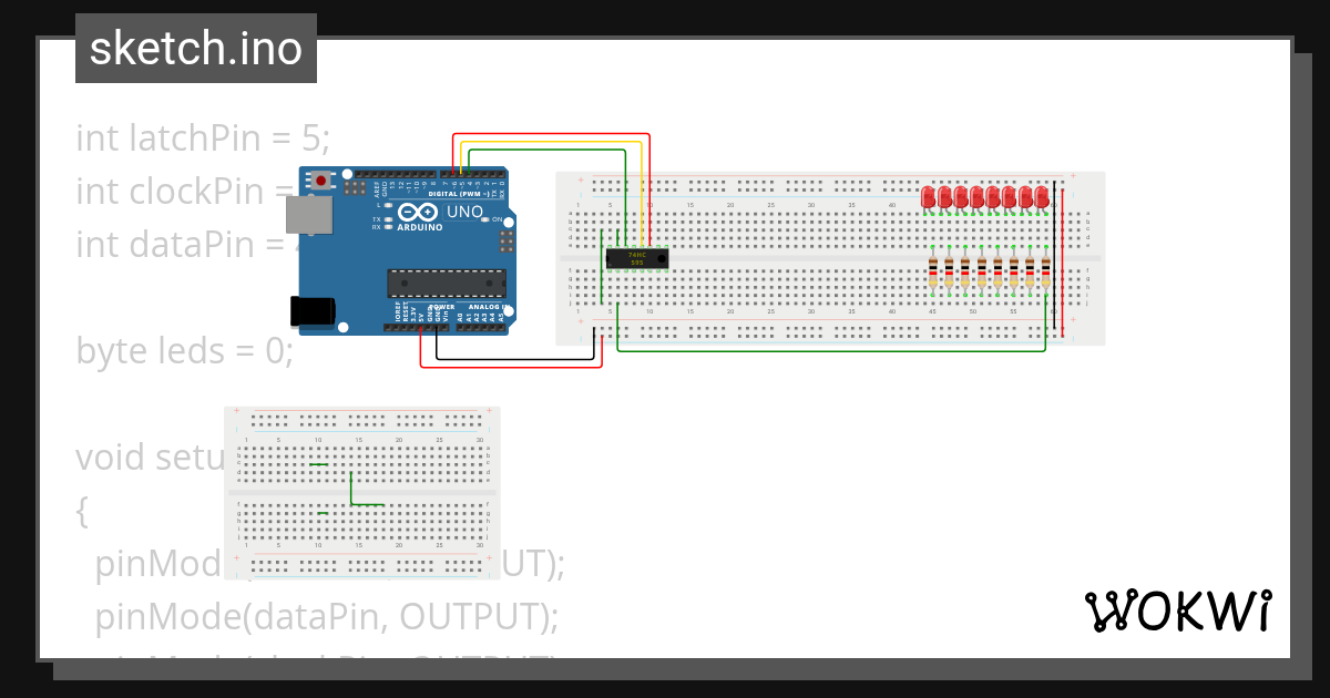 shift register - Wokwi ESP32, STM32, Arduino Simulator