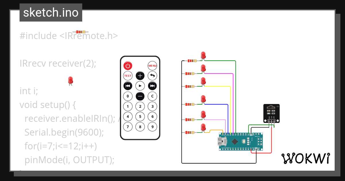ir romot 2 for led - Wokwi ESP32, STM32, Arduino Simulator