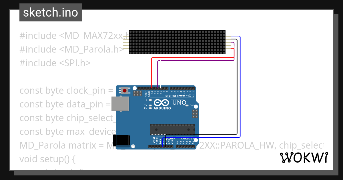 Led TEXT - Wokwi ESP32, STM32, Arduino Simulator