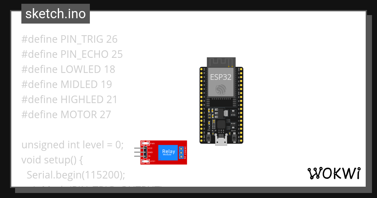 Water Level Controller Using Ultrasonic Sensor With Esp32 Copy Wokwi