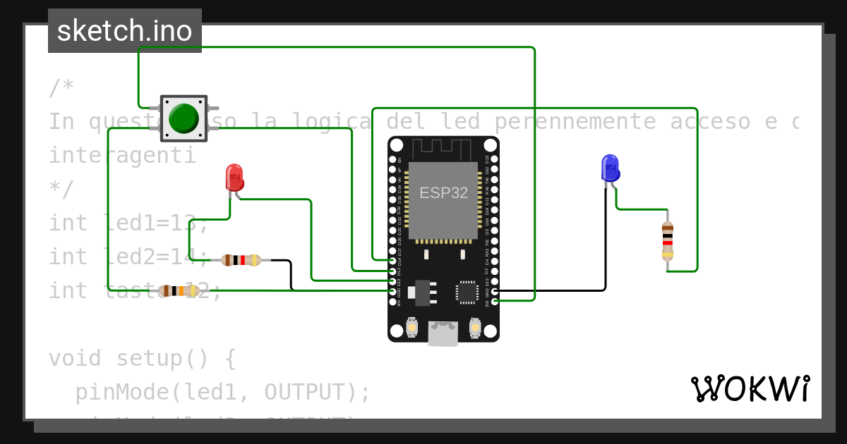 Bottoneblink 2 Wokwi Esp32 Stm32 Arduino Simulator 