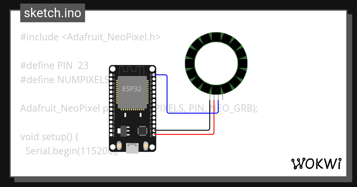 Funciones Neopixel - Wokwi ESP32, STM32, Arduino Simulator