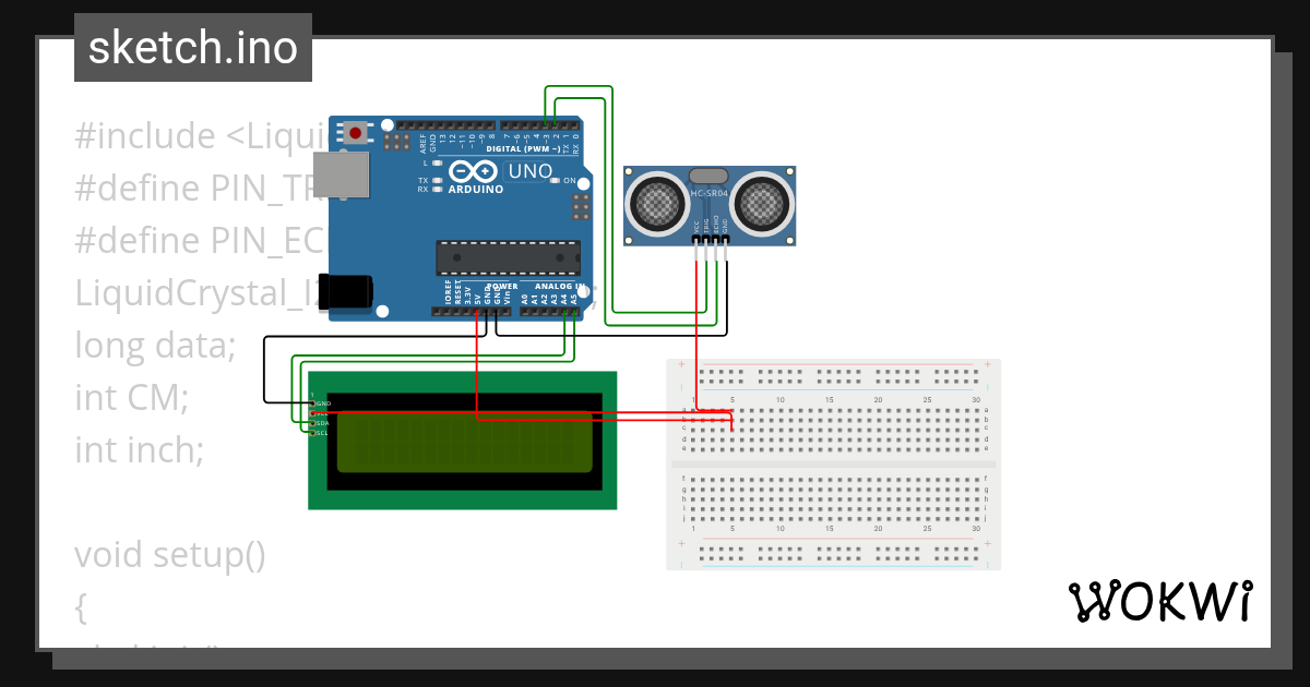 Ultrasonic_LCD_I2C Copy - Wokwi ESP32, STM32, Arduino Simulator