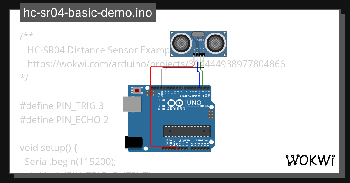 hc-sr04-basic - Wokwi ESP32, STM32, Arduino Simulator