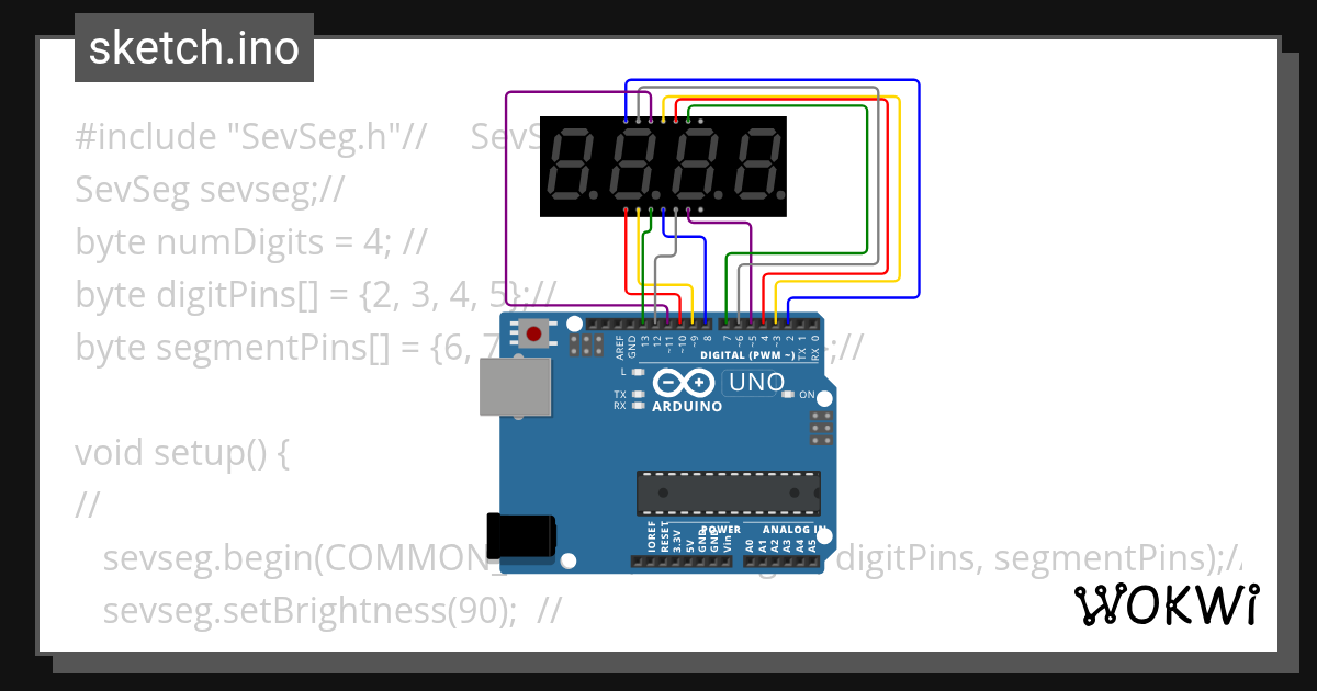 四位七段数码管显示 Wokwi Esp32 Stm32 Arduino Simulator 2857