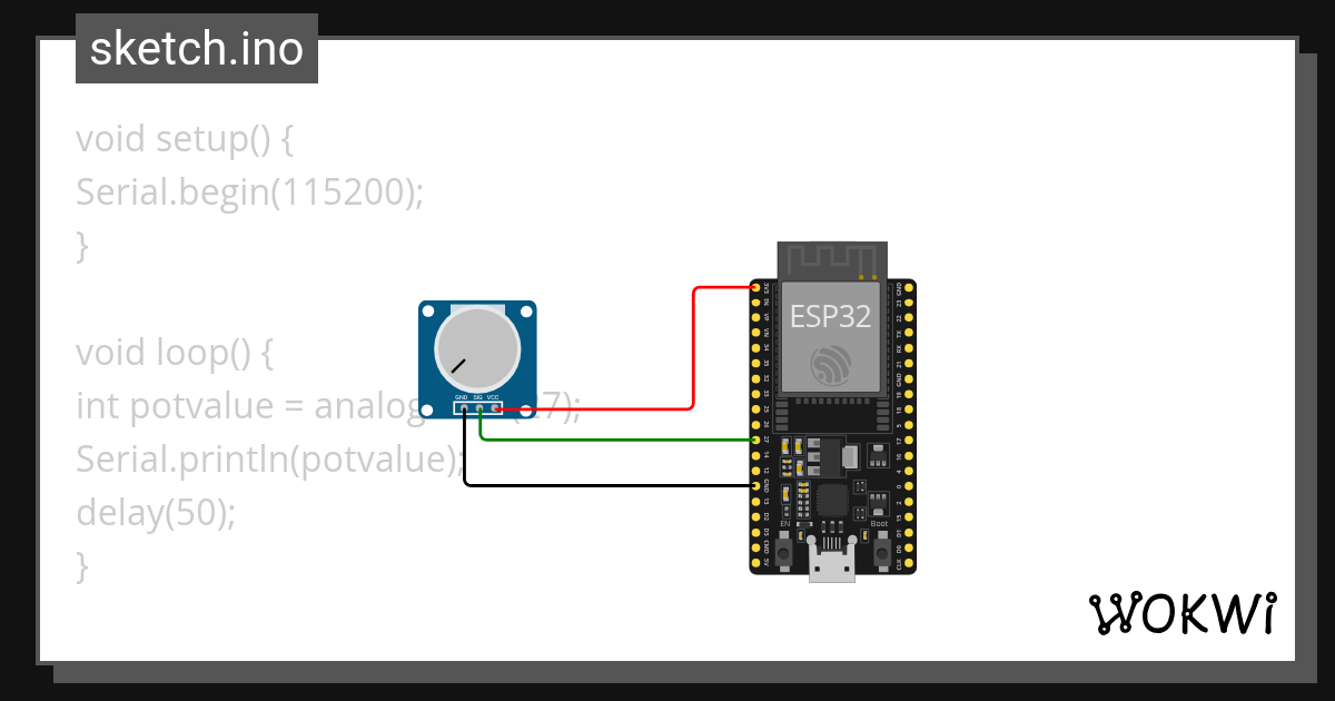 Potentiometer Value Reading Wokwi Esp32 Stm32 Arduino Simulator 